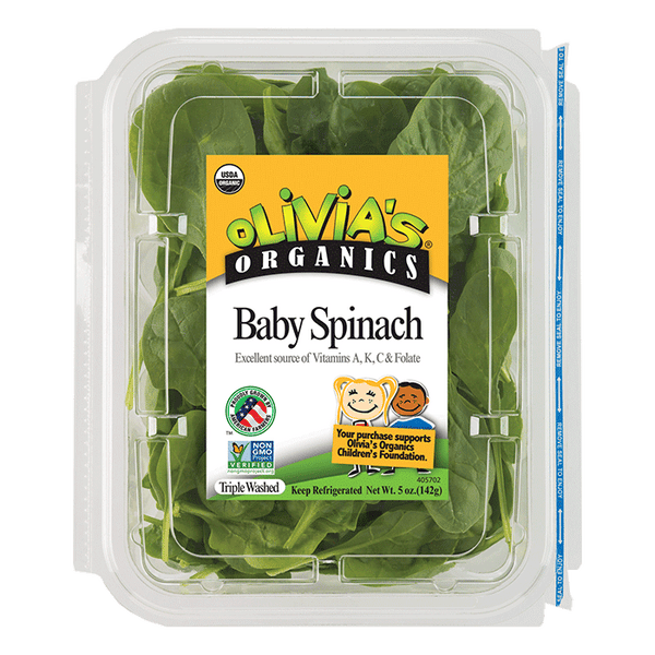 Produce, Olivia's Organic Spinach, Clamshell, 5oz. – Cecil Creek Farm